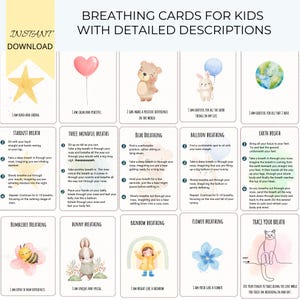 Mindful Breathing Cards for Kids, Printable Calm Down Flashcards ...