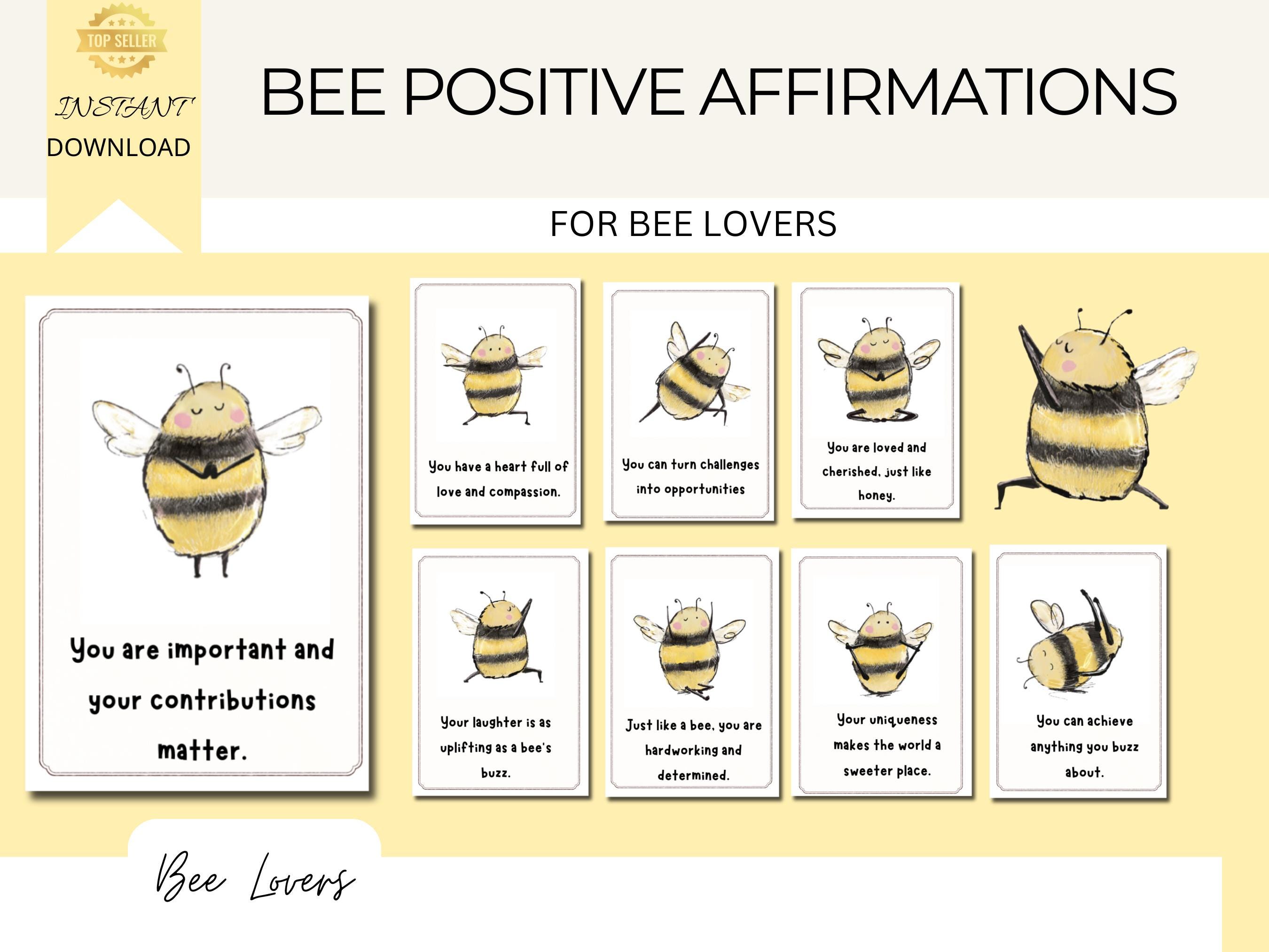 Yoga Bees Positive Affirmation Cards: Kids Confidence (printable). - Etsy