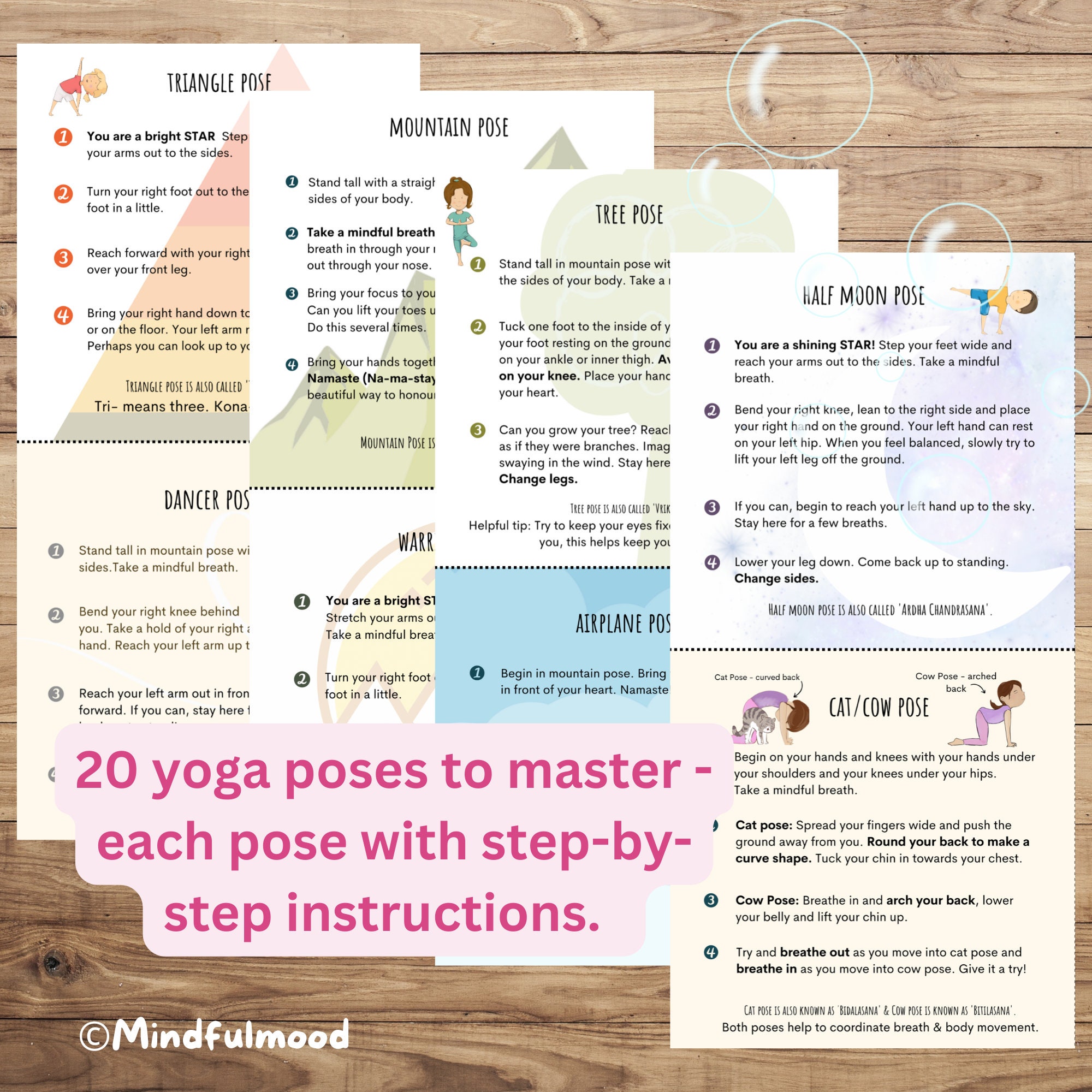 Yoga Bingo/20 Yoga Poses/ Mindfulness/ Kids Exercises/ Physical ...