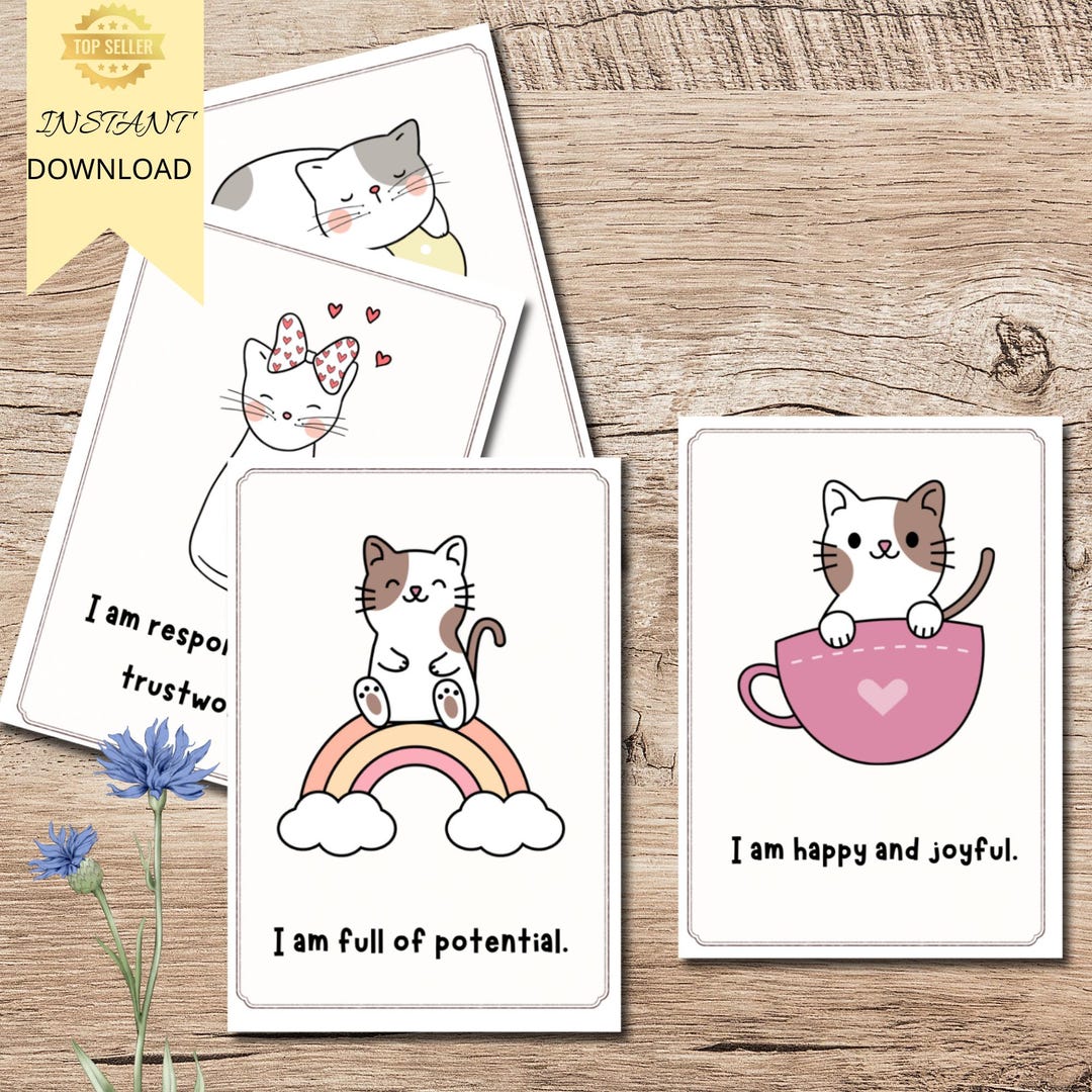 Kids Positive Affirmation Cards, Mindfulness Flashcards, Motivational ...