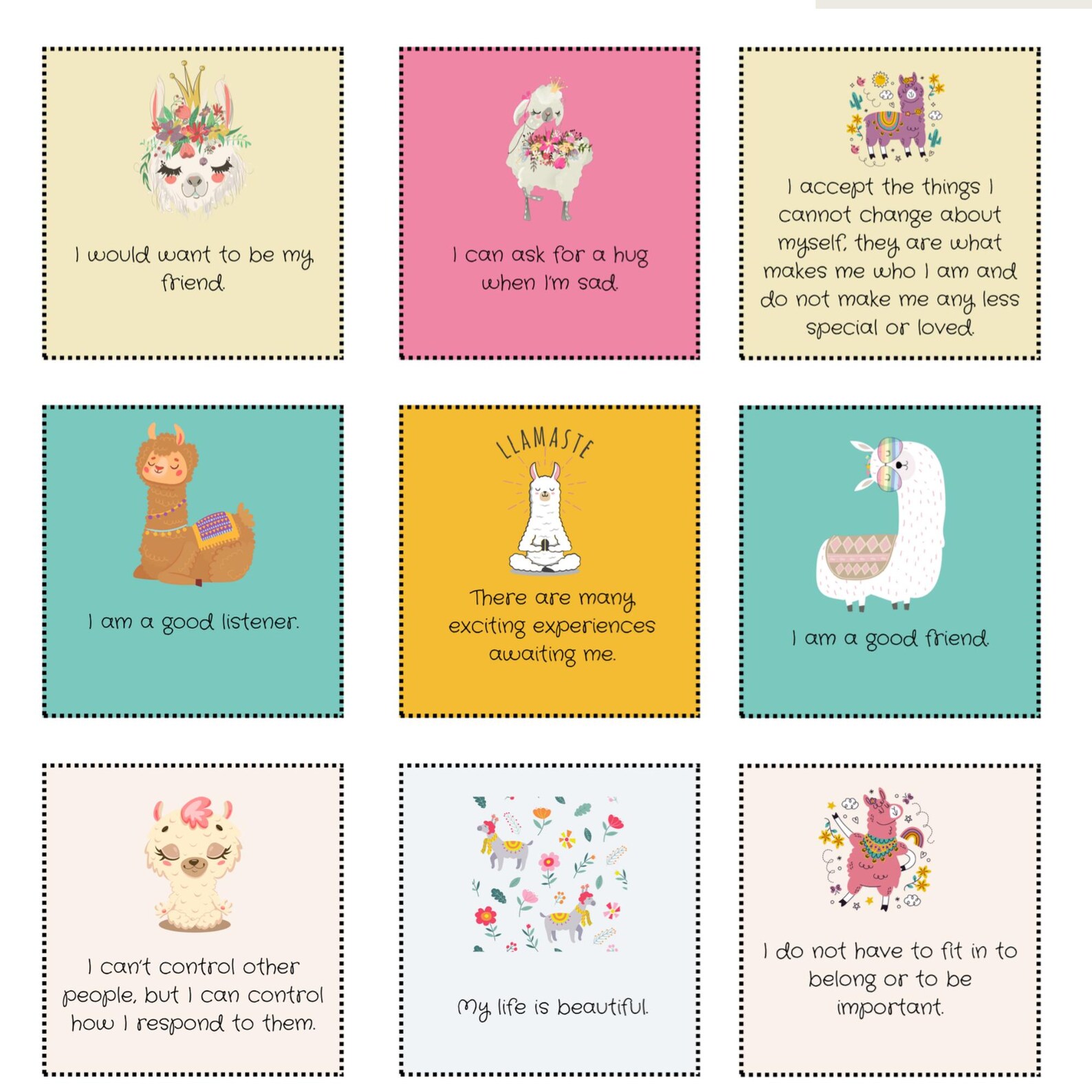 Kids Yoga Mindfulness Workbook: Llama Theme, Positive Affirmations ...