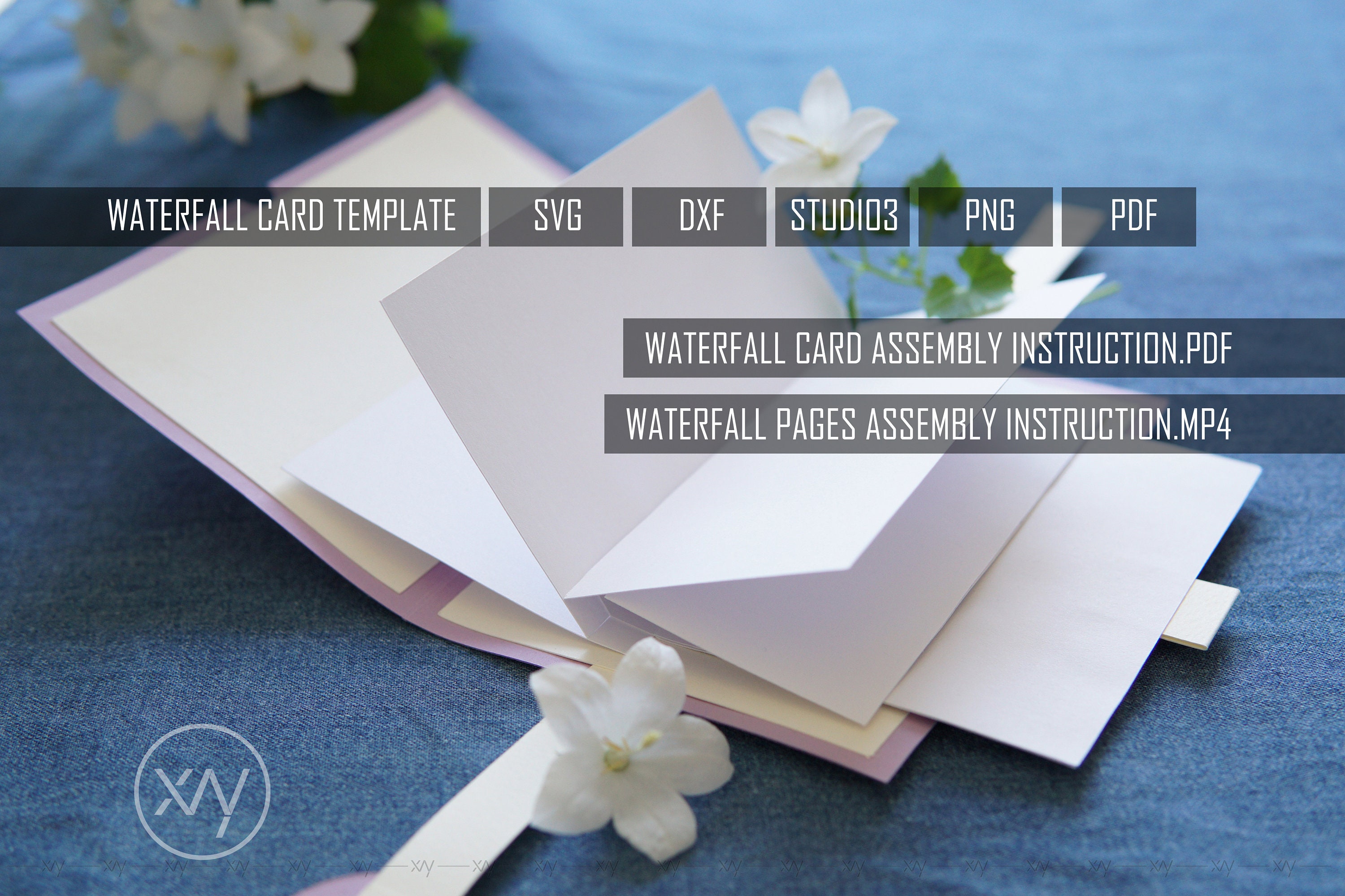 Waterfall Card / Mini Scrapbook / DIY Card / Digital Template and ...