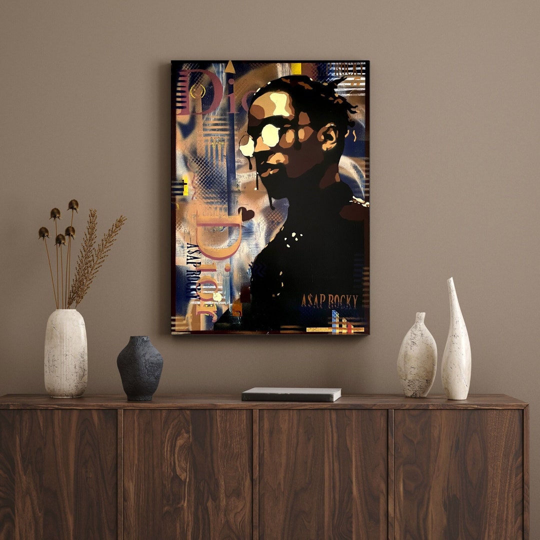 ASAP ROCKY Original Spraypaint Artwork Wall Art Pop Art Canvas 50 Cm X ...