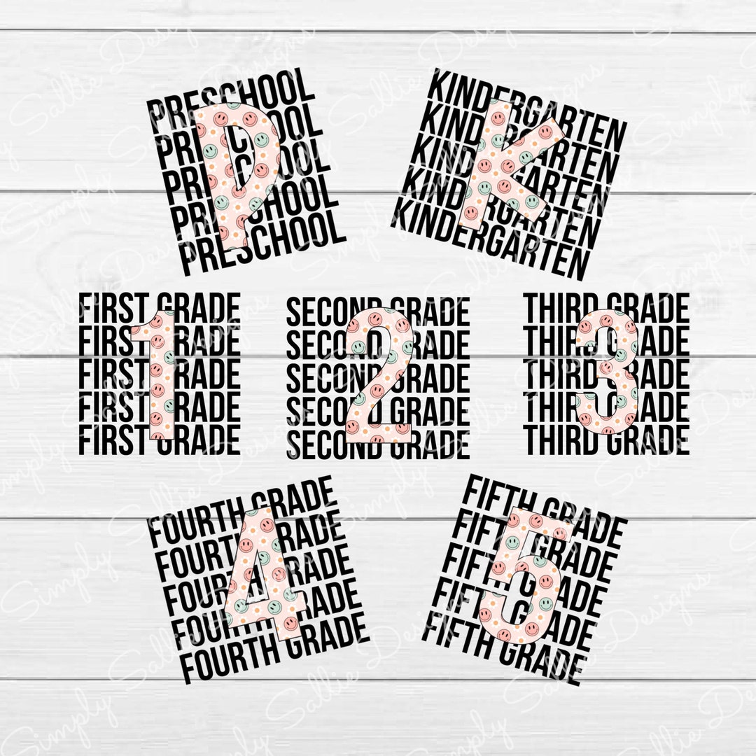 First Day of School Bundle PNG Back to School Design Retro Grade School ...