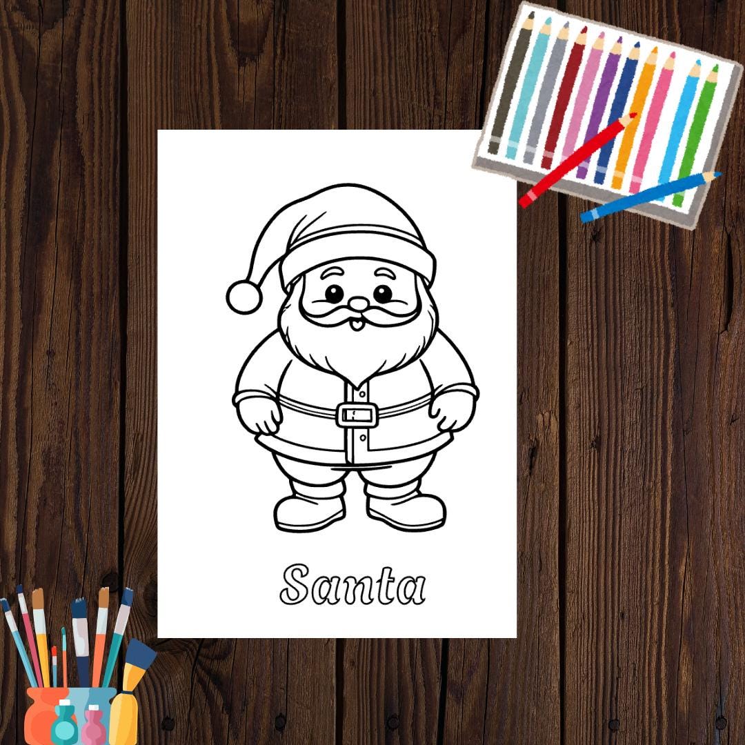 Santa Claus Coloring Page for Kids | Printable Christmas Line Art | Fun ...