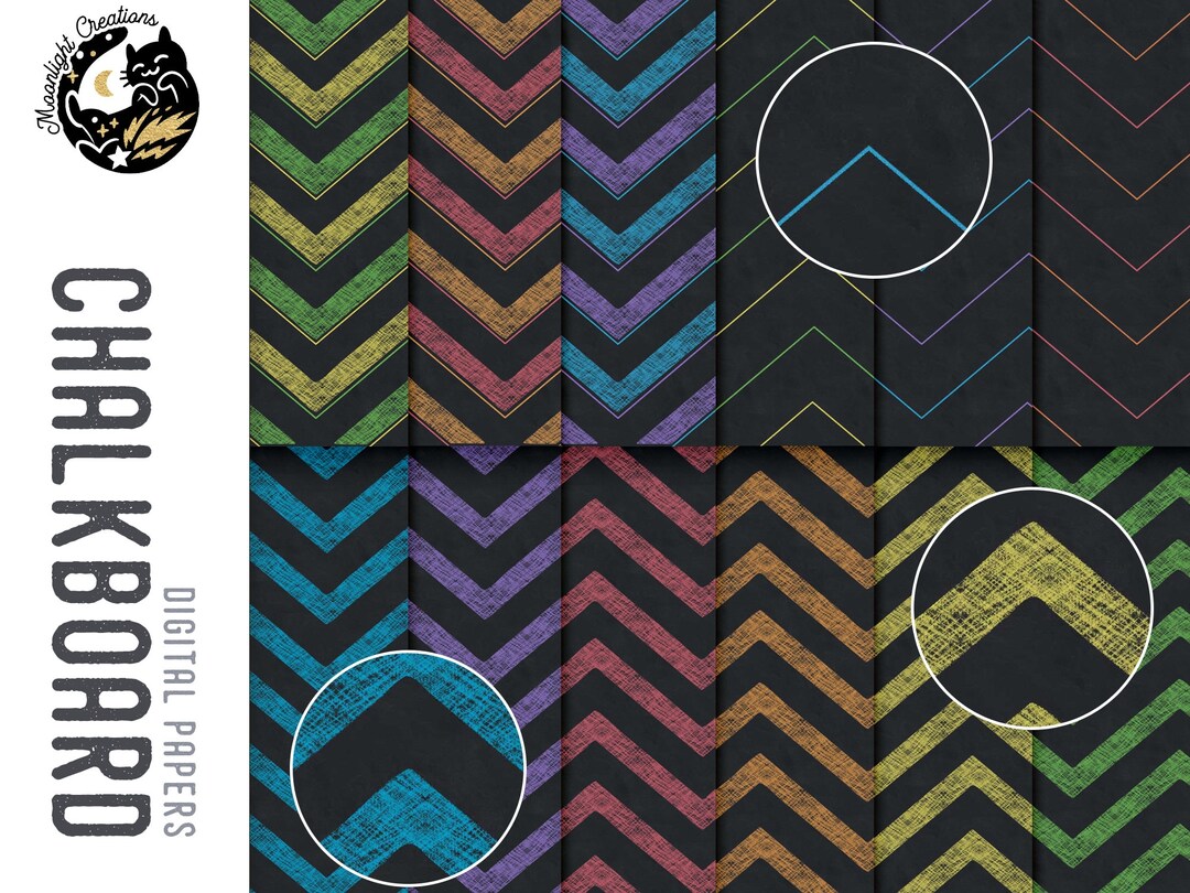 Bright Chevron Papers, Digital Papers Set, Chalkboard Chevrons ...