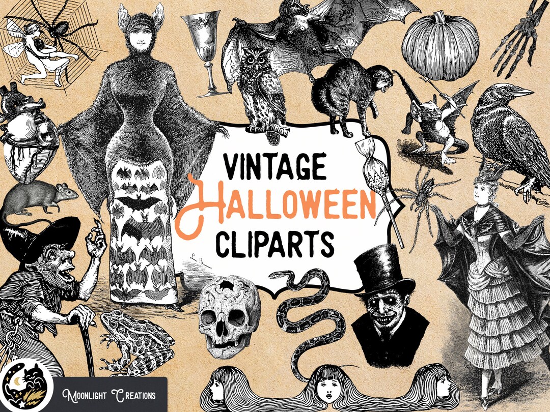 Vintage Halloween Cliparts, Illustrations Vintages Effrayantes Et ...
