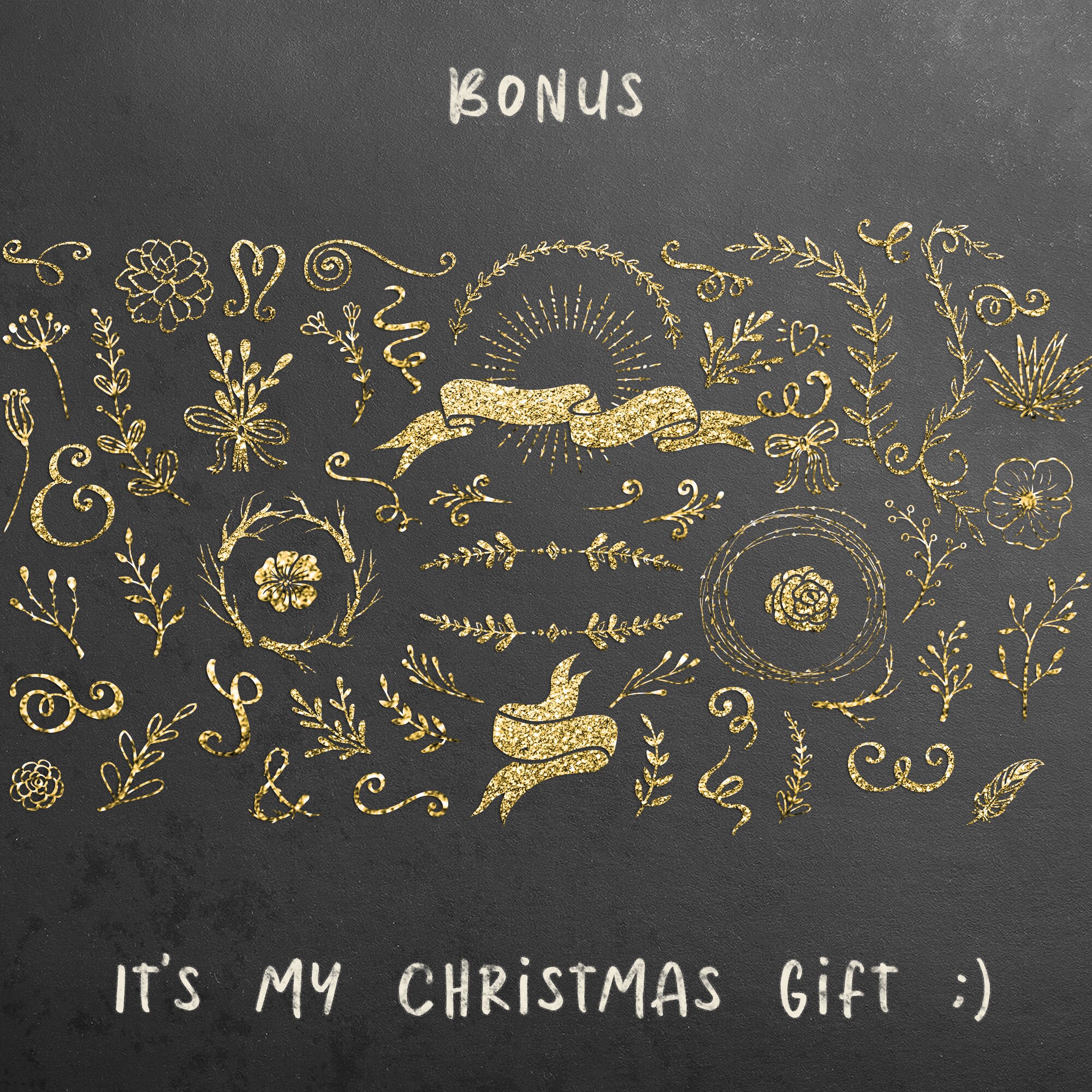 Chalkboard Gold Frames Clipart - Gold Foil Frames, Digital Graphics PNG ...