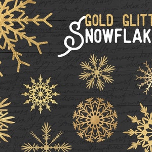 Gold Snowflakes Clip Art, Gold Glitter, Gold Foil, Hand Drawn ...