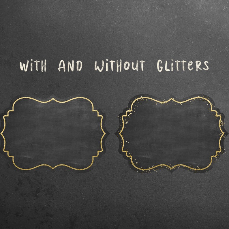Chalkboard Gold Frames Clipart - Gold Foil Frames, Digital Graphics PNG ...