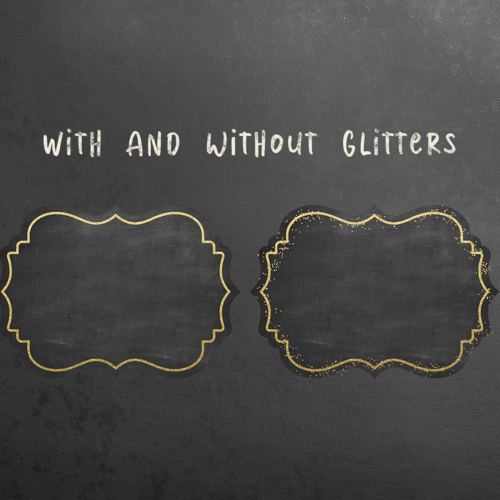 Chalkboard Gold Frames Clipart - Gold Foil Frames, Digital Graphics PNG ...