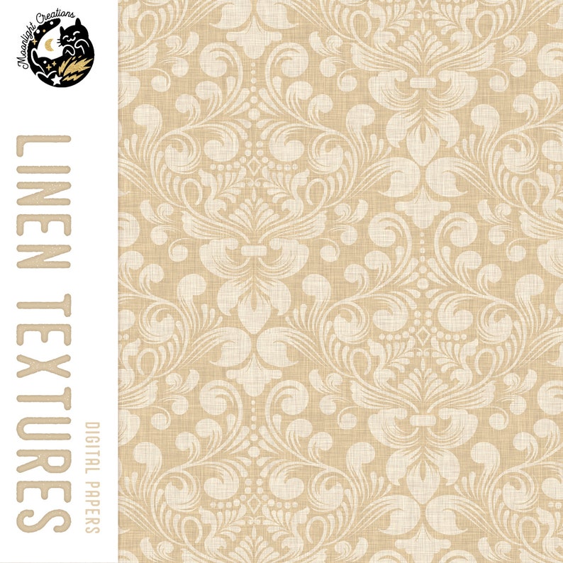 Linen Digital Paper, Damask Digital Paper, Linen Scrapbook Paper, Beige ...