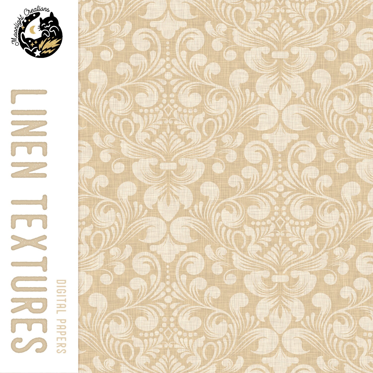 Linen Digital Paper, Damask Digital Paper, Linen Scrapbook Paper, Beige ...