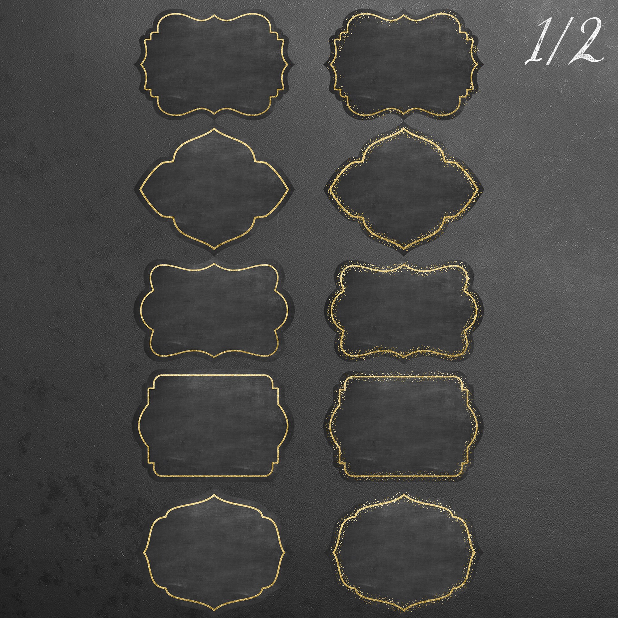 Chalkboard Gold Frames Clipart - Gold Foil Frames, Digital Graphics PNG ...