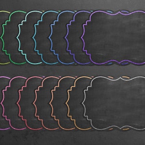 Chalkboard Labels With Decorative Glitter Borders - Rainbow Png Frames ...