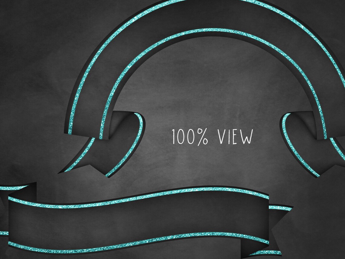 Chalkboard Ribbon Banners Clipart, Black and Blue Ribbon PNG, Blue ...