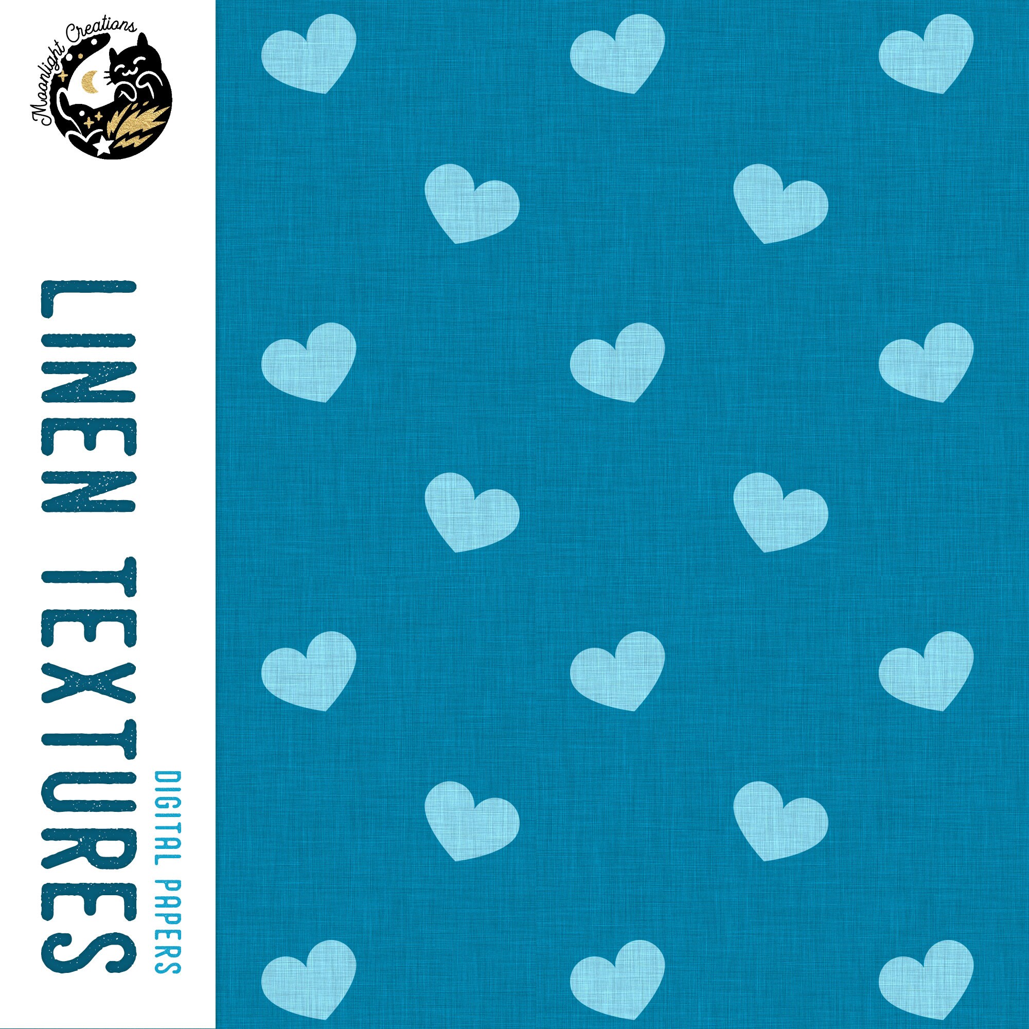 Blue Digital Paper Pack, Blue Linen Digital Paper, Heart Digital Paper ...