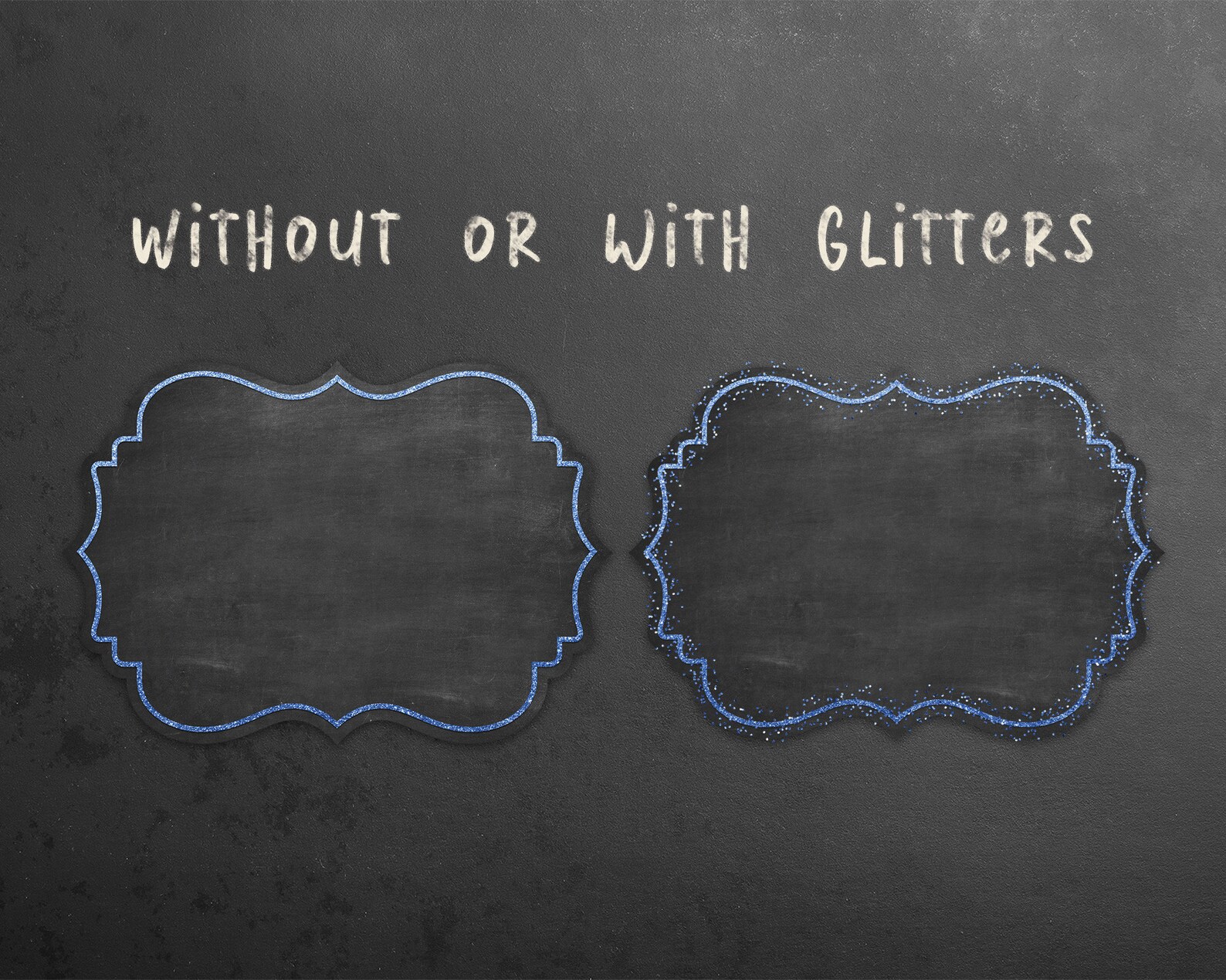 Chalkboard Labels With Decorative Glitter Borders - Rainbow Png Frames ...