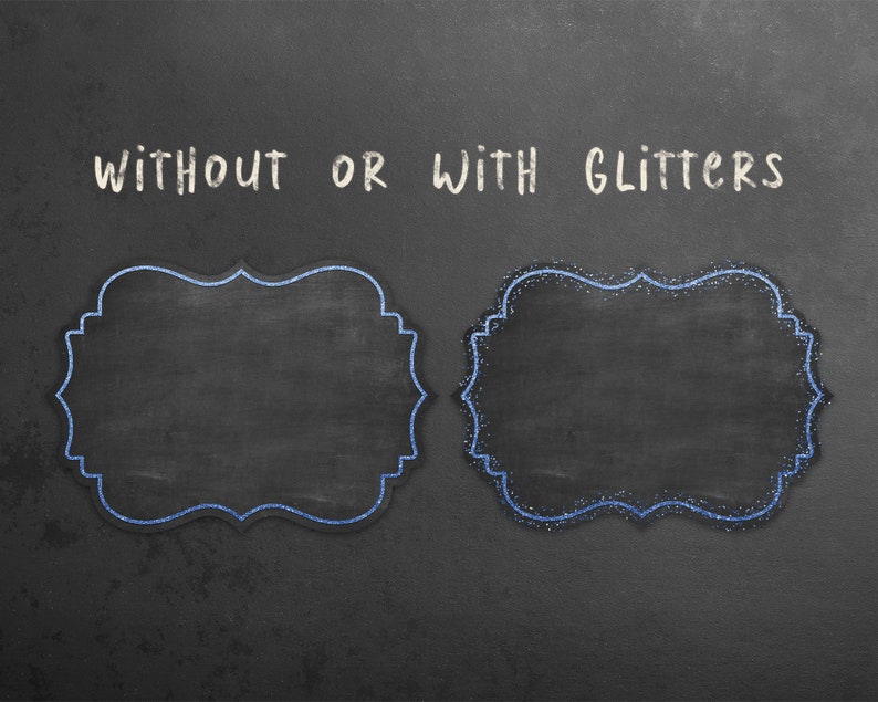 Chalkboard Labels With Decorative Glitter Borders - Rainbow Png Frames ...