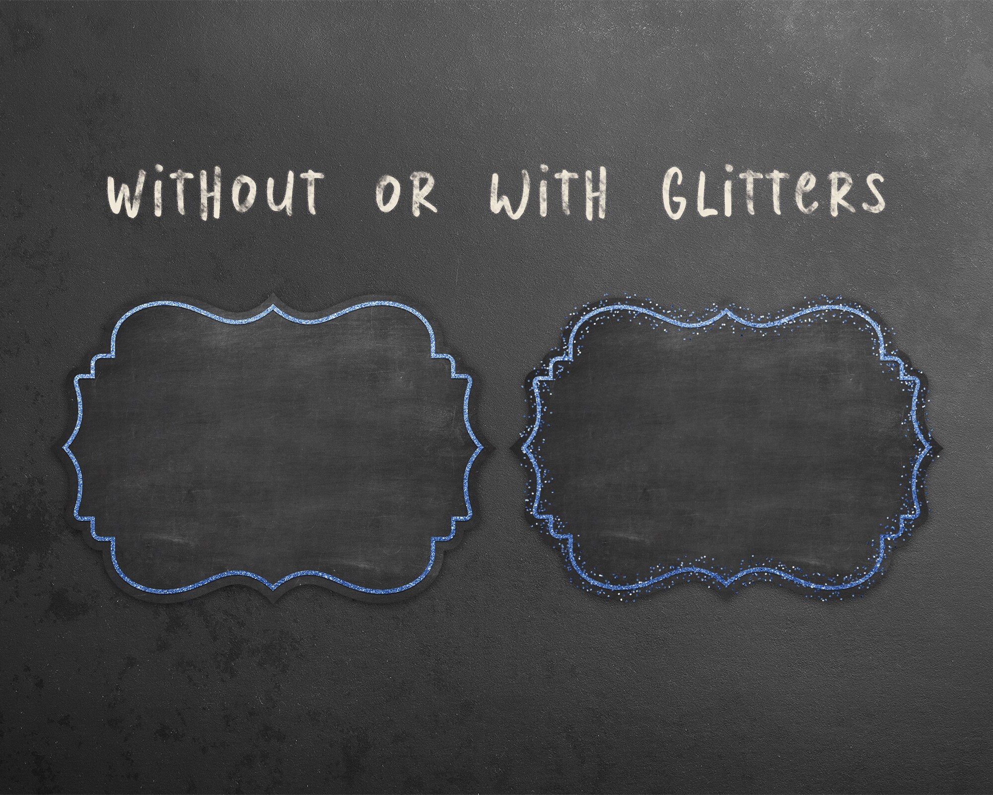 Chalkboard Labels With Decorative Glitter Borders - Rainbow Png Frames ...