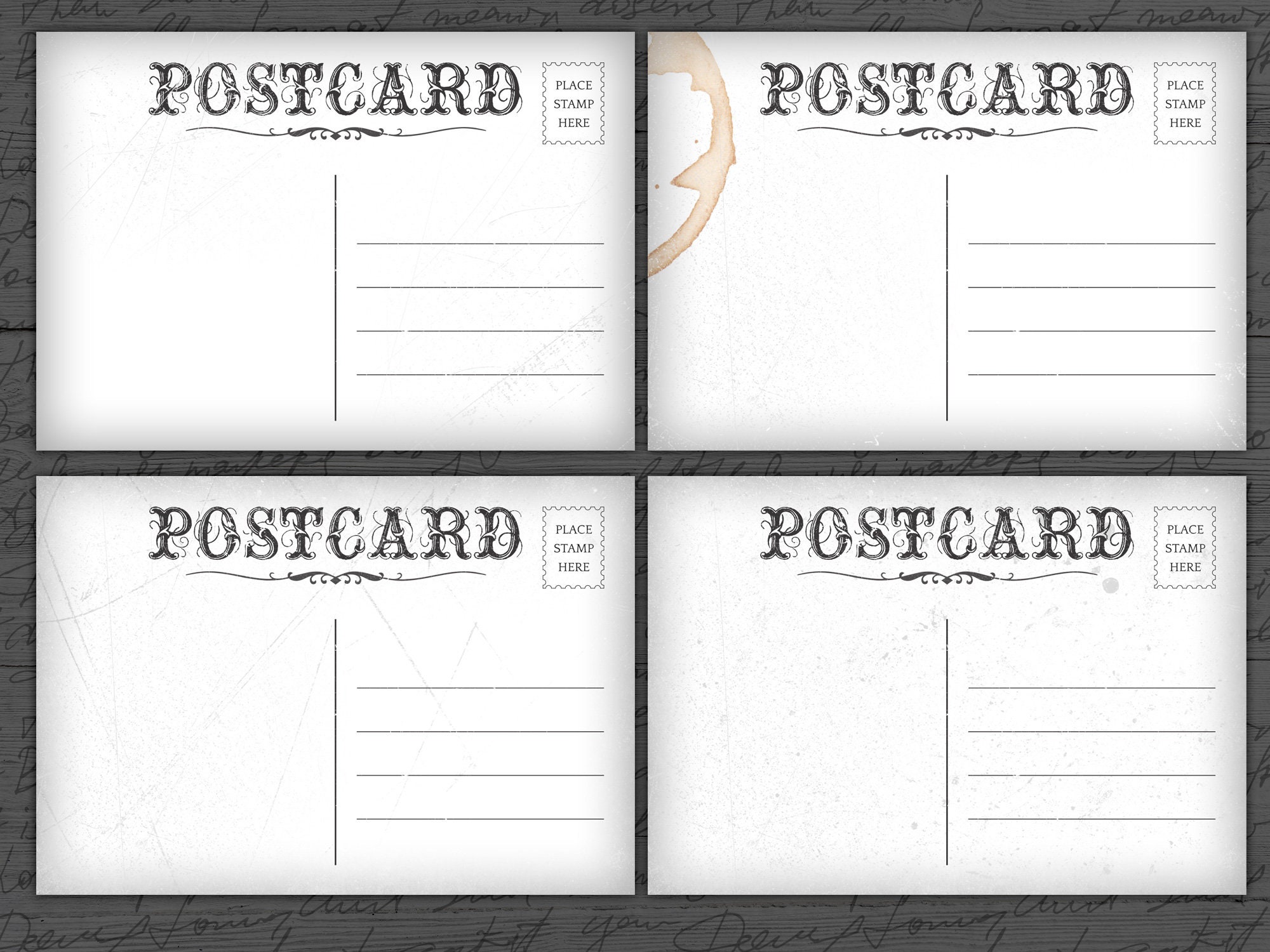 Vintage Postcards Template 5x3.5 Inch Vintage Blank Postcards ...