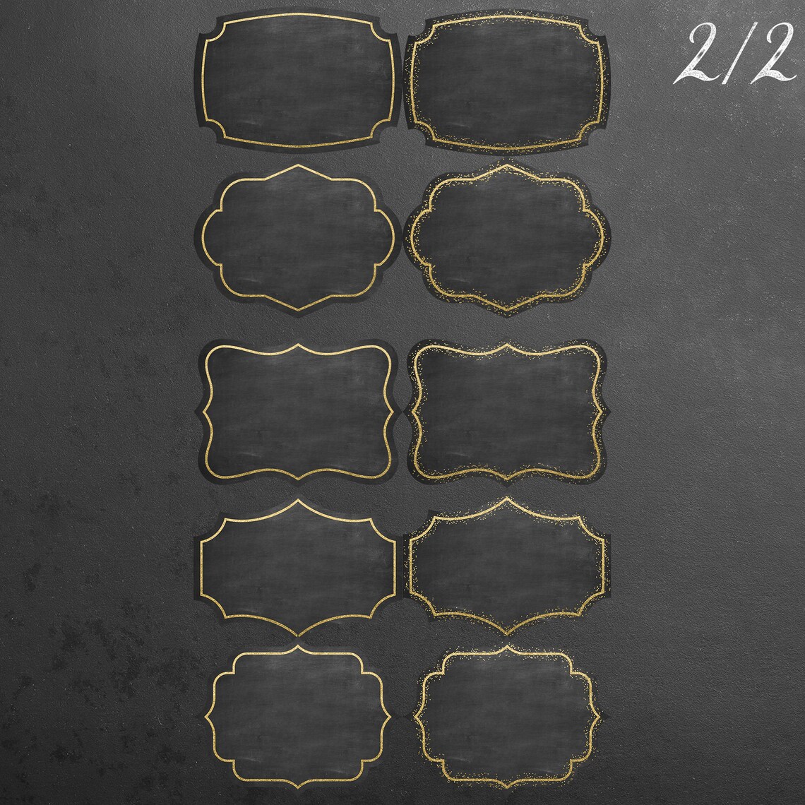 Chalkboard Gold Frames Clipart - Gold Foil Frames, Digital Graphics PNG ...