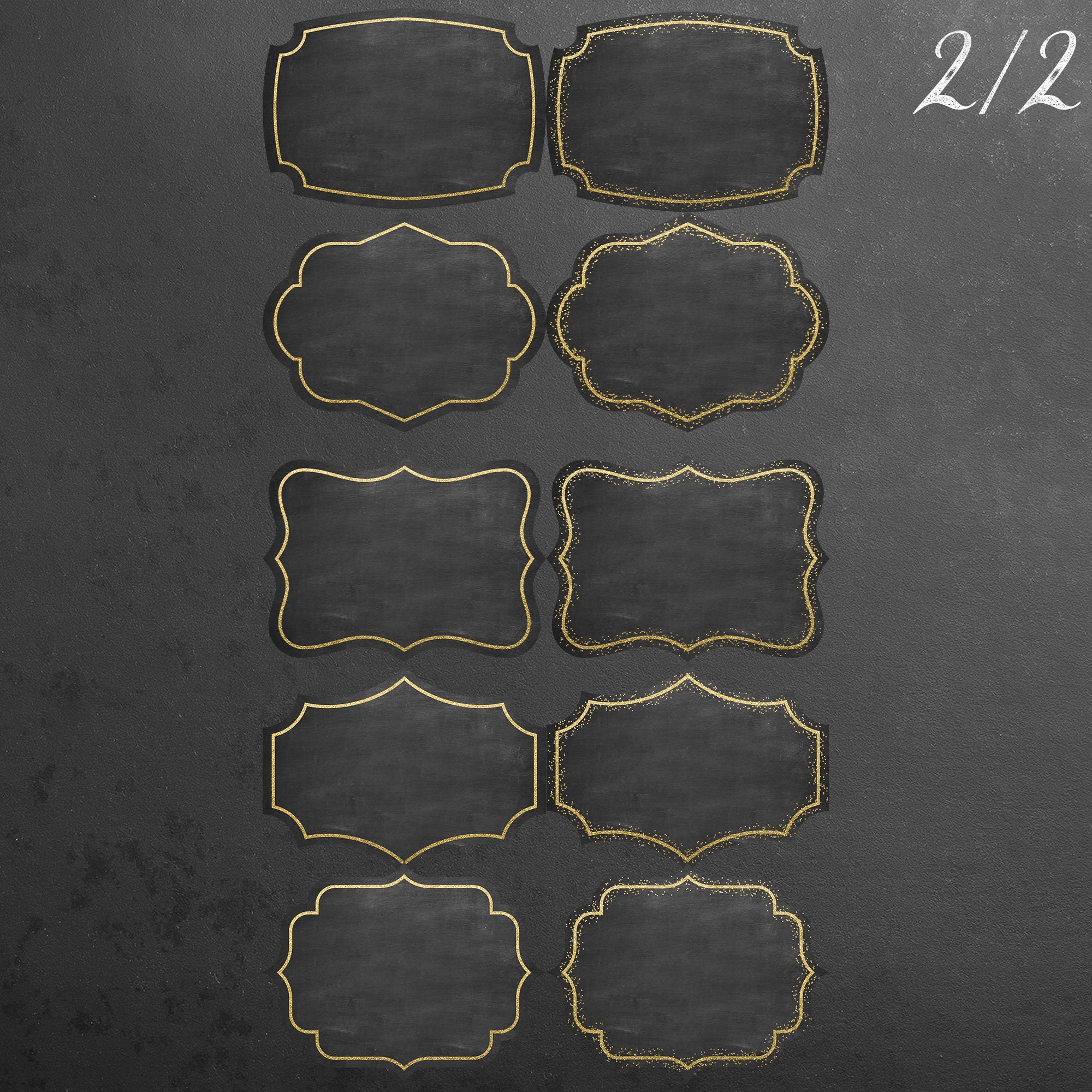 Chalkboard Gold Frames Clipart - Gold Foil Frames, Digital Graphics PNG ...