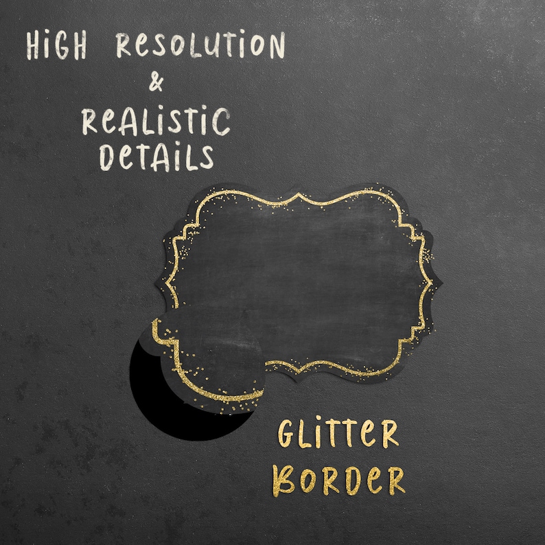 Chalkboard Gold Frames Clipart - Gold Foil Frames, Digital Graphics PNG ...