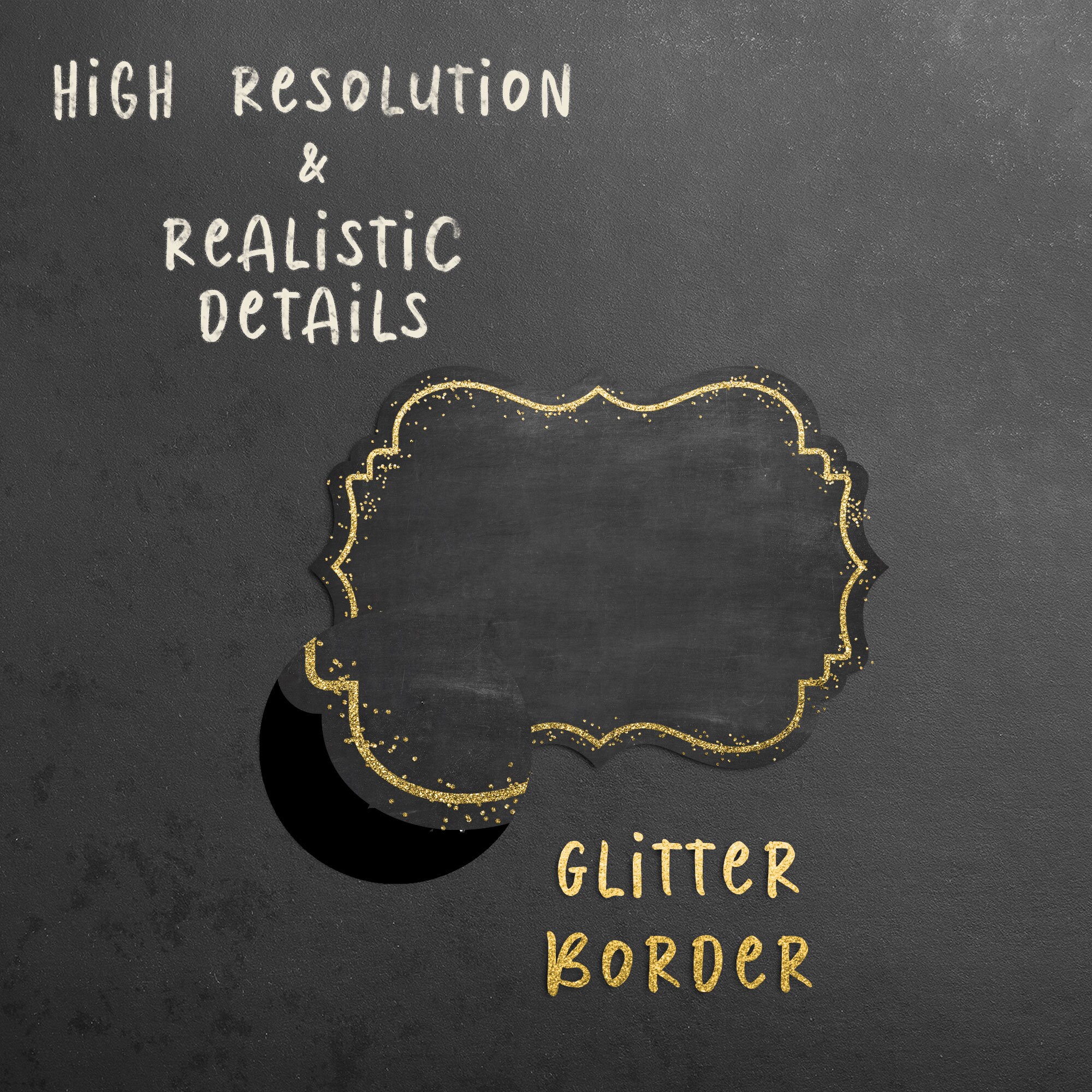 Chalkboard Gold Frames Clipart - Gold Foil Frames, Digital Graphics PNG ...