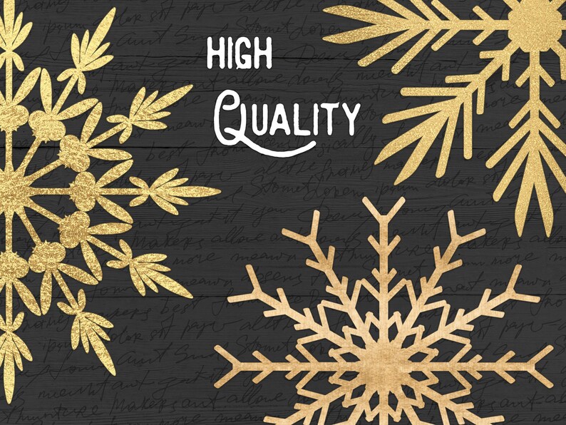 Gold Snowflakes Clip Art, Gold Glitter, Gold Foil, Hand Drawn ...