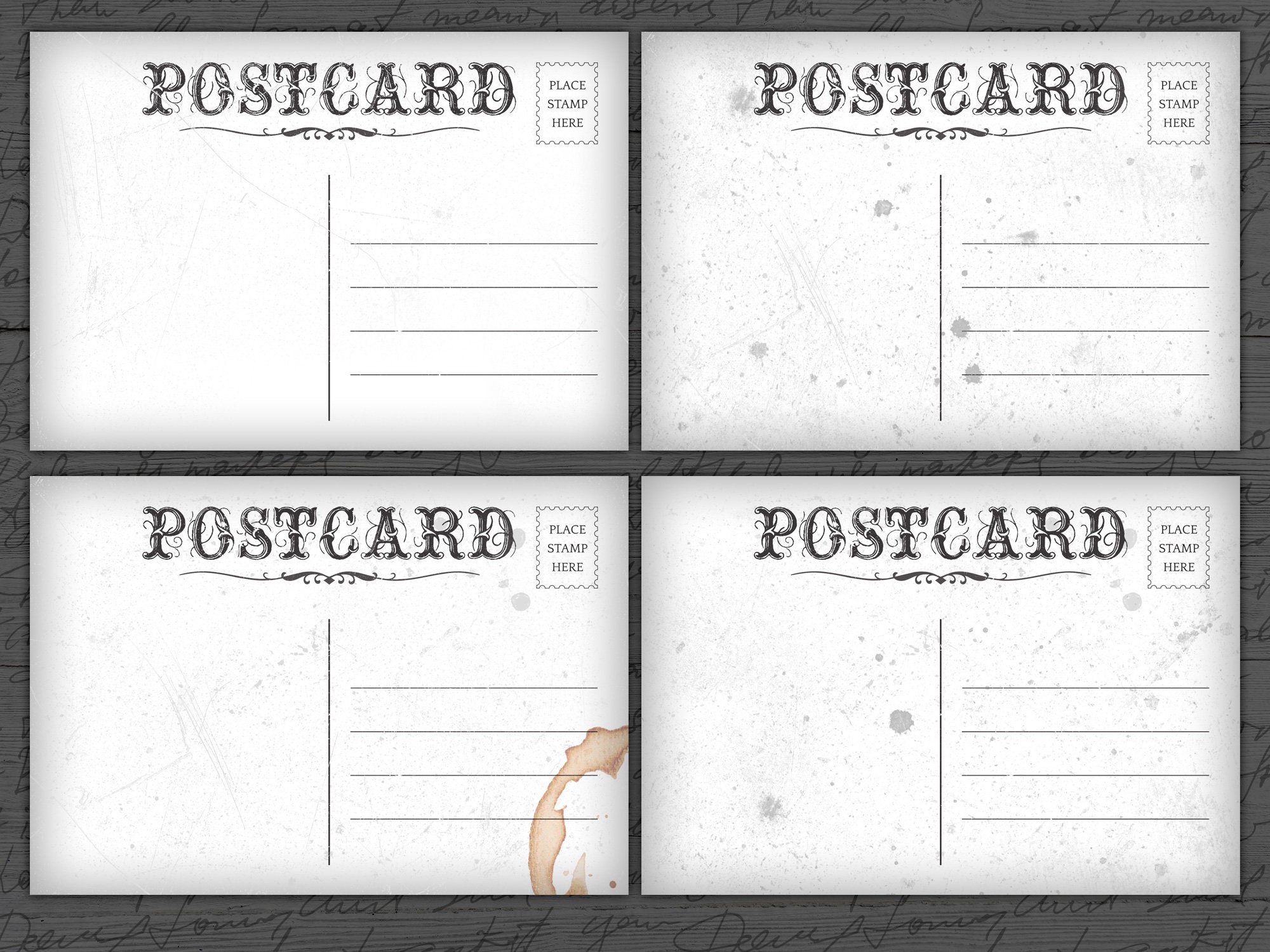 Vintage Postcards Template 5x3.5 Inch Vintage Blank Postcards ...