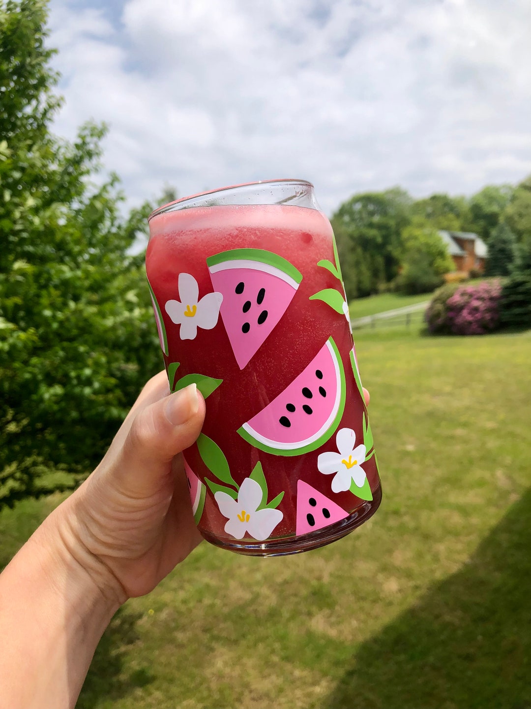 Watermelon Glass Cup, Fruit Cup, Summer Cup, Watermelon Cup, Summer ...