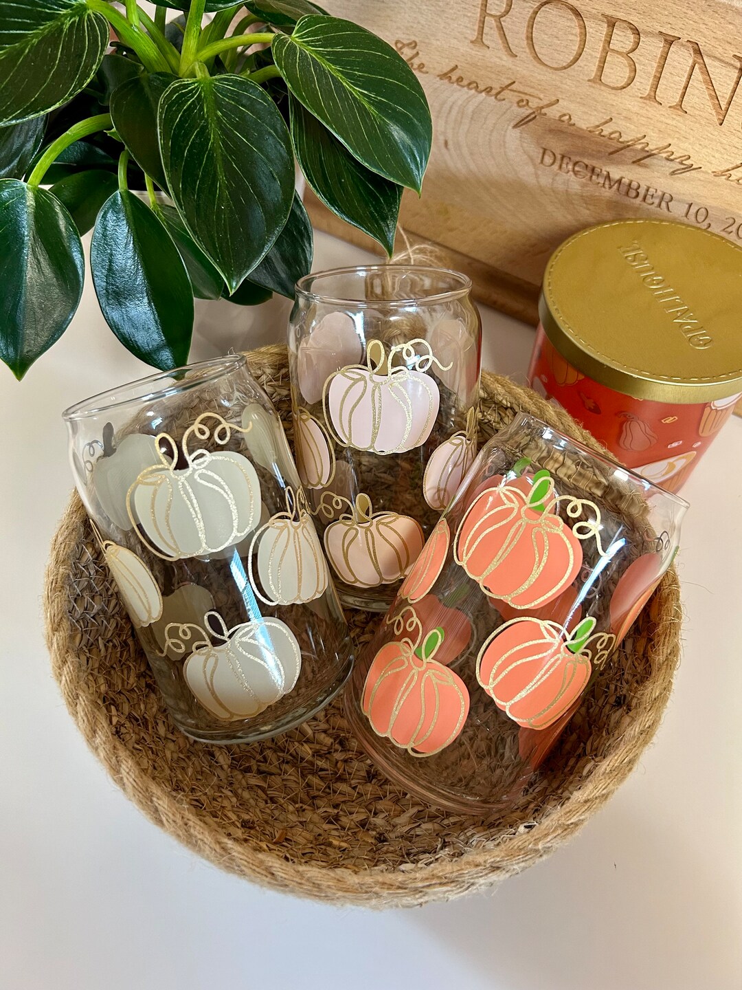 Sparkly Pumpkin Patch Glass Cup, Pumpkin Cup, Halloween Coffee Cup ...