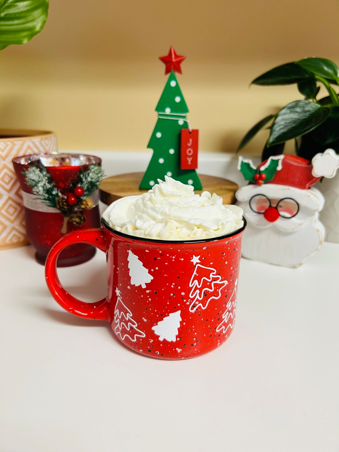 Red Christmas Tree Mug, Christmas Tree Cup, Winter Coffee Cup, Hot ...