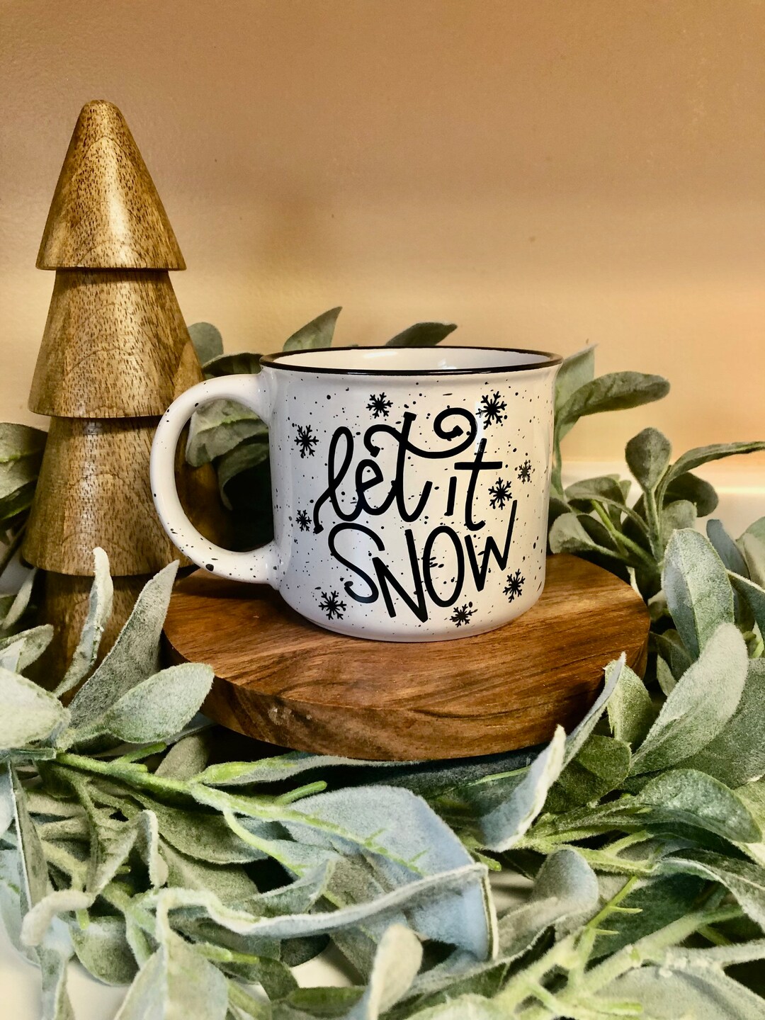 Let It Snow Campfire Mug, 15oz Speckled Ceramic Coffee Mug, Winter Mug ...