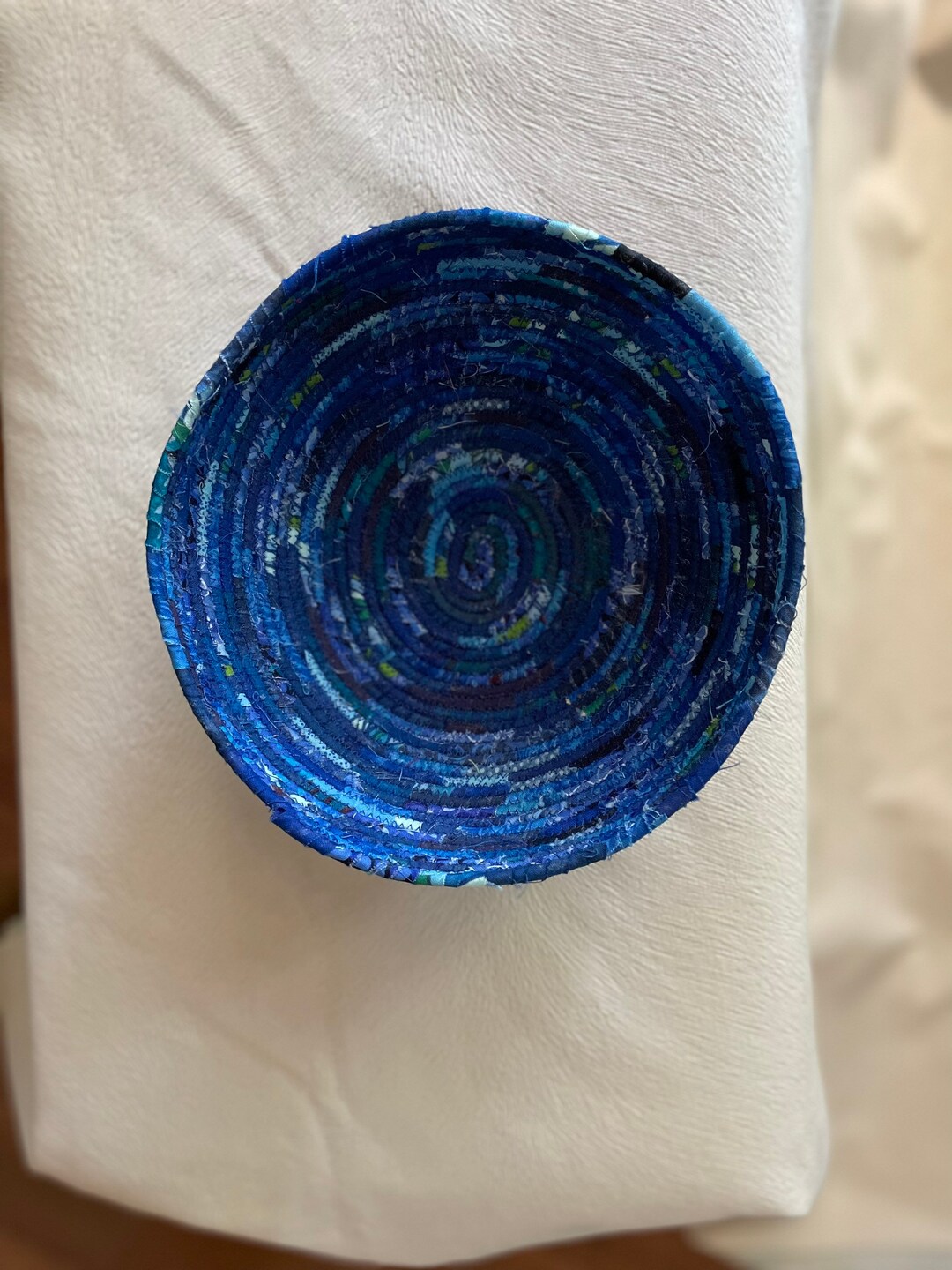 Dark Blue Coiled Rope Basket - Etsy