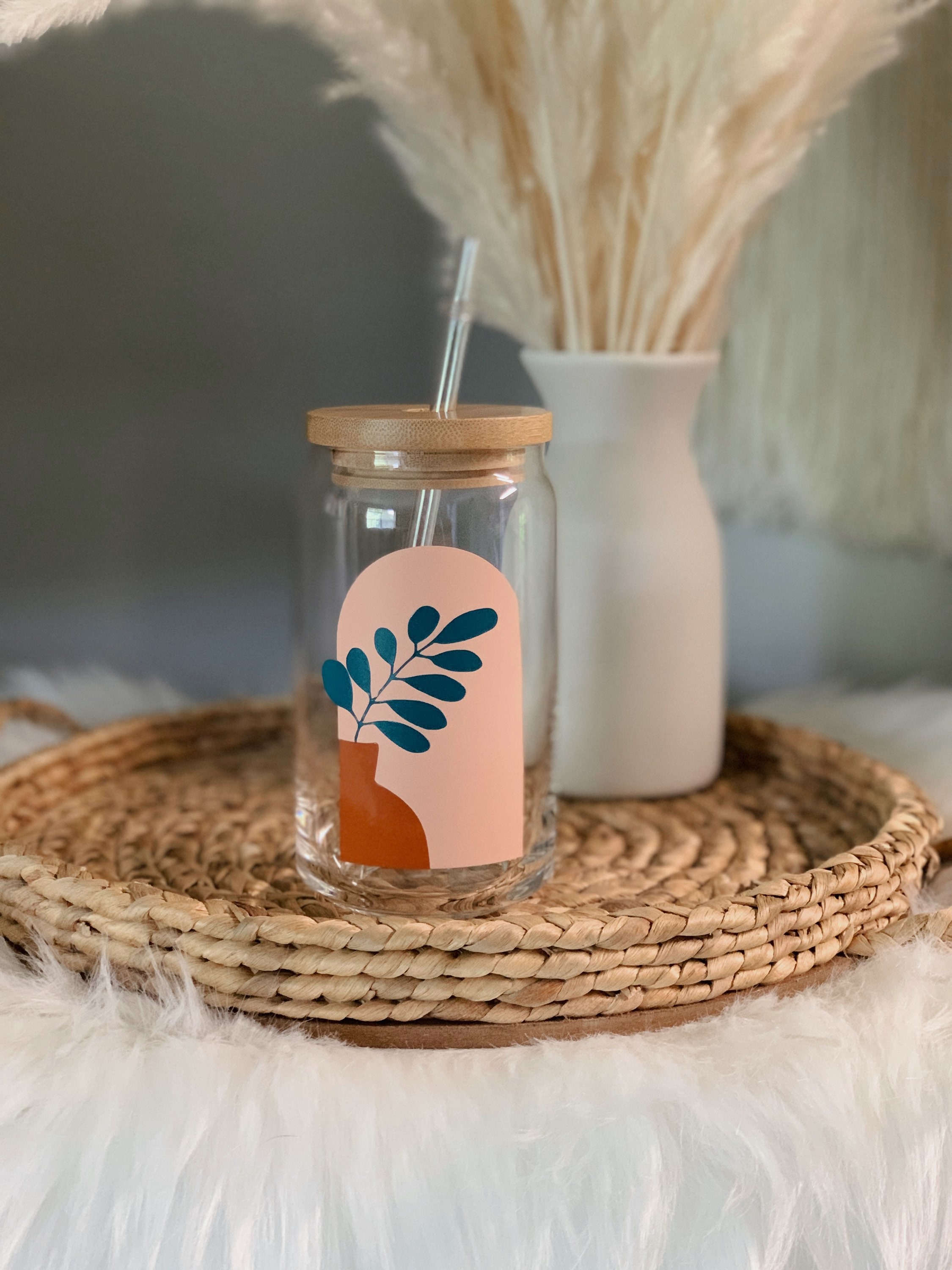 Boho Abstract Coffee Glass - Etsy