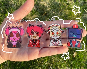 Hazbin Hotel Summer Keychain Vox Alastor and Lucifer - Etsy
