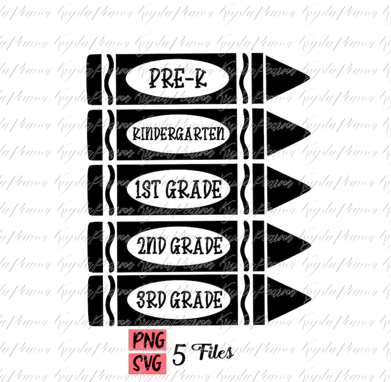 Grade School Crayon PNG/SVG - 5 Files - Etsy