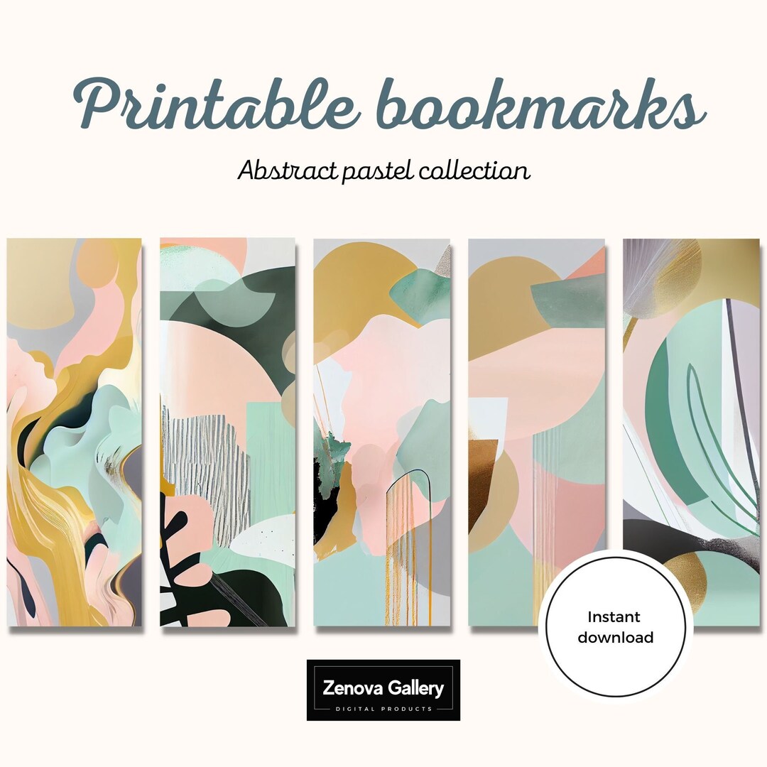 Abstract Pastel Bookmarks Printable Bookmarks Set for - Etsy