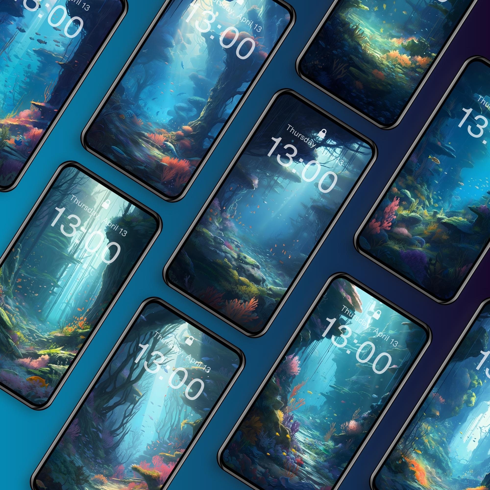20 Aesthetic Ocean Phone Wallpapers | Digital Download | Scuba Diver ...