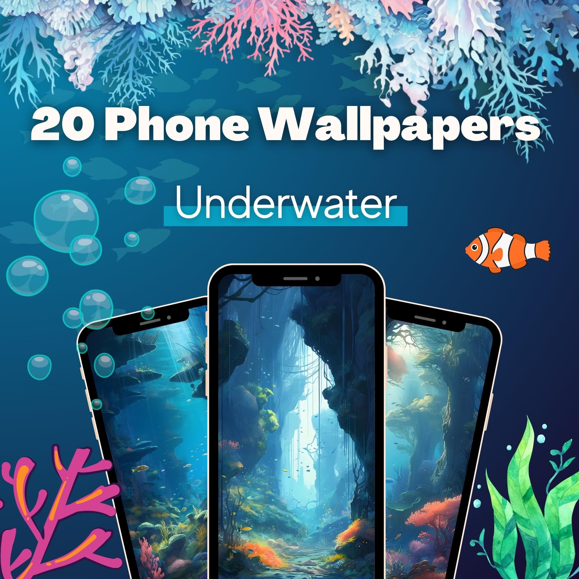 20 Scuba Ocean Phone Wallpapers | Digital Download | Scuba Diver Gift ...