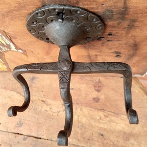 Blacksmith Wrought Iron Hook Fire Forged Coat Hooks Handmade Metal Wall ...