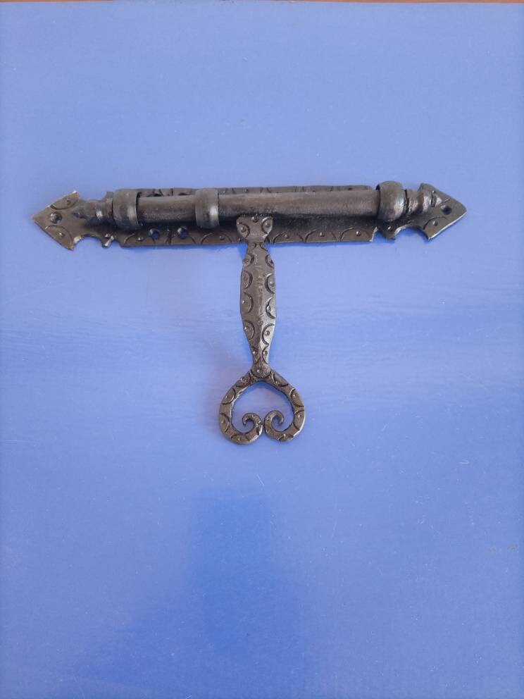Forged Metal Door Bolt With Heart Decor Carved by | Etsy