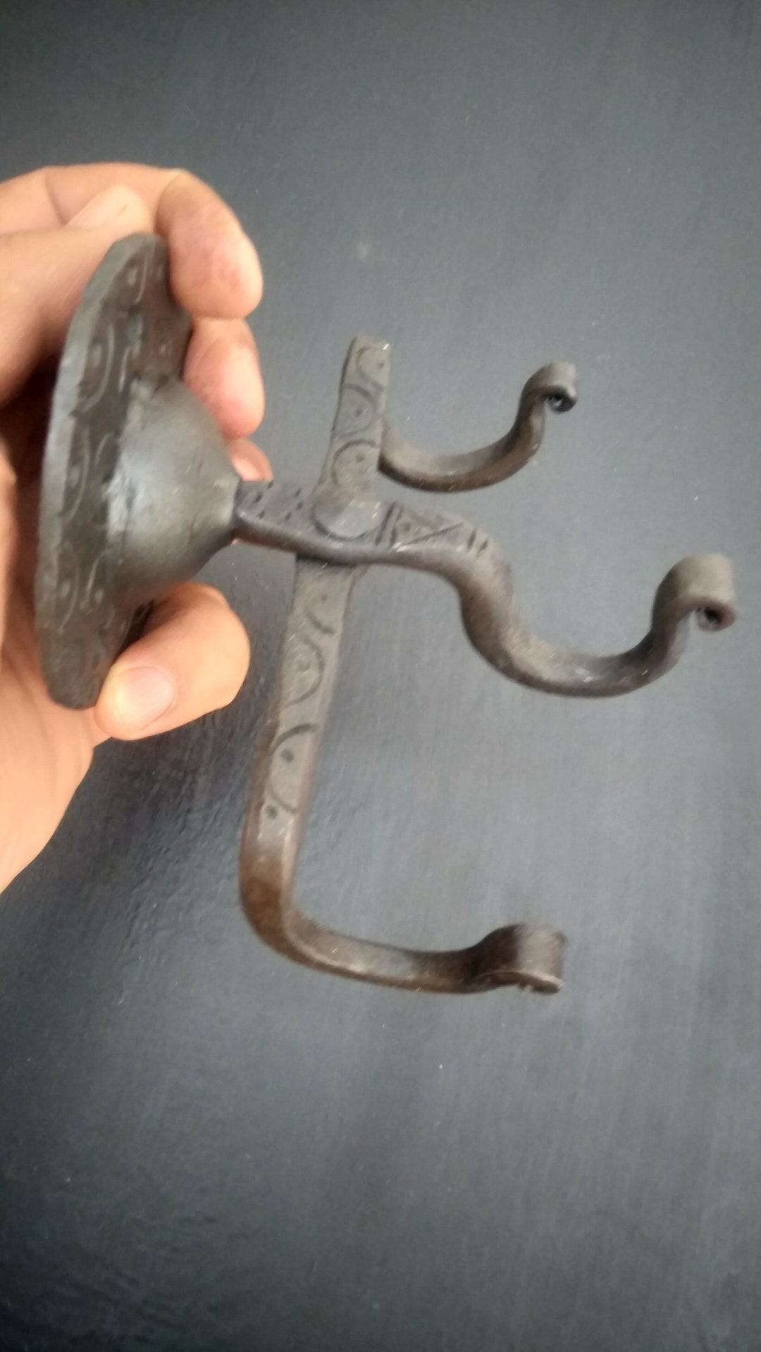 Blacksmith Wrought Iron Hook Fire Forged Coat Hooks Handmade Metal Wall ...