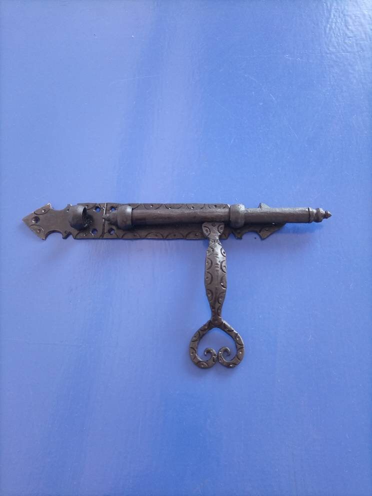 Forged Metal Door Bolt With Heart Decor Carved by | Etsy