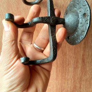 Blacksmith Wrought Iron Hook Fire Forged Coat Hooks Handmade Metal Wall ...