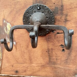 Blacksmith Wrought Iron Hook Fire Forged Coat Hooks Handmade Metal Wall ...