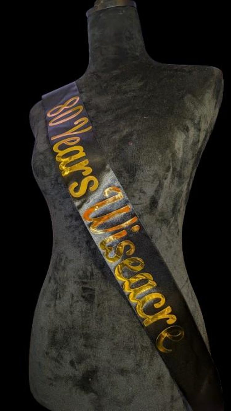 Personalized Memorial Sash Birthday Day Custom Text Black L Black ...