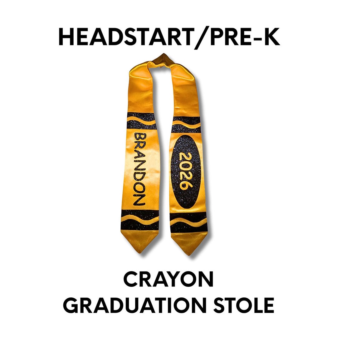 Pre-k Personalized Glitter Crayon Graduation Stole Satin 2026 - Etsy